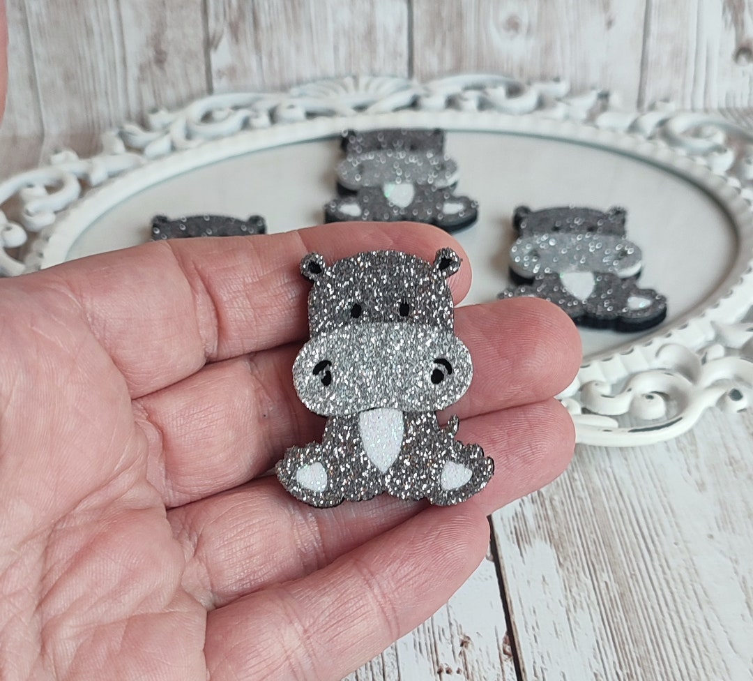 Cute Hippo Feltie-hippo Patch-hippo Hair Bow Center-glitter Felt ...