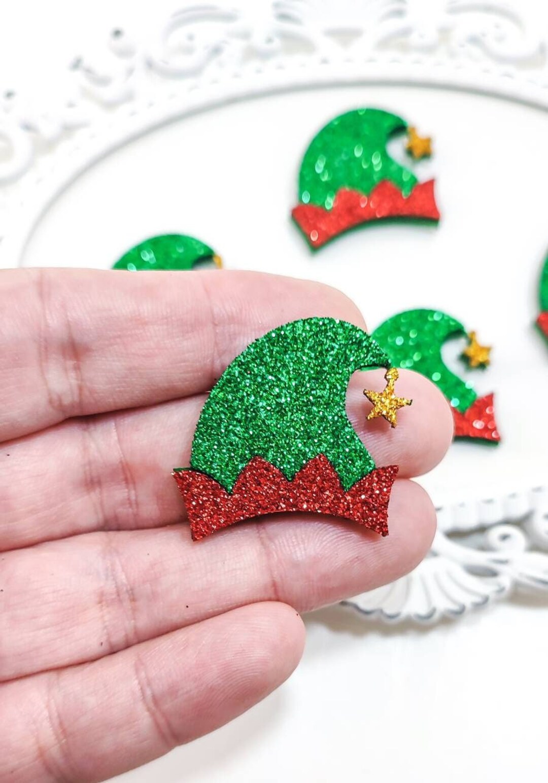 Glitter Elf Hat Feltie – DIY Craft Applique, Bow Center - Etsy