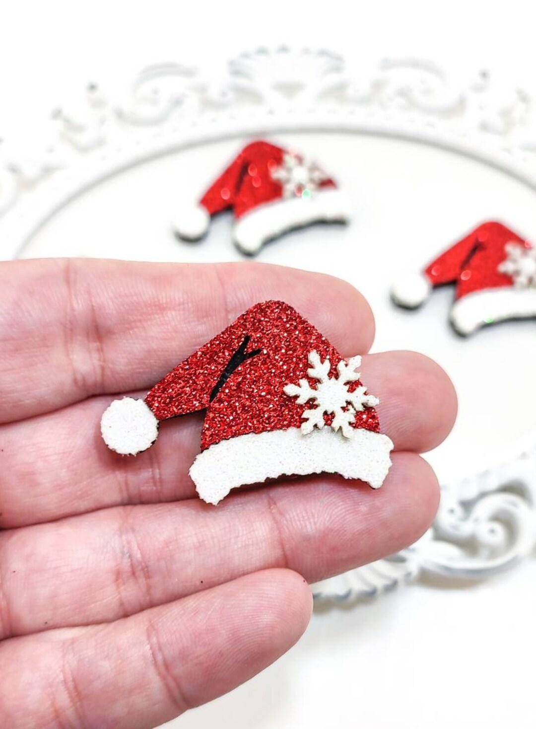 Glitter Santa Hat Feltie: Christmas Applique, DIY Craft Supply - Etsy