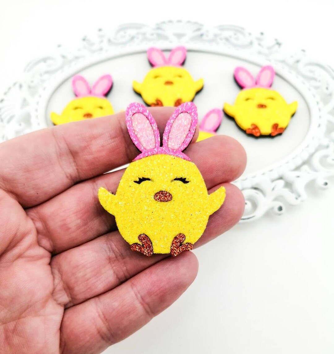 Easter Chick Feltie-chick Patch-chick Hair Bow Center-glitter Felt ...