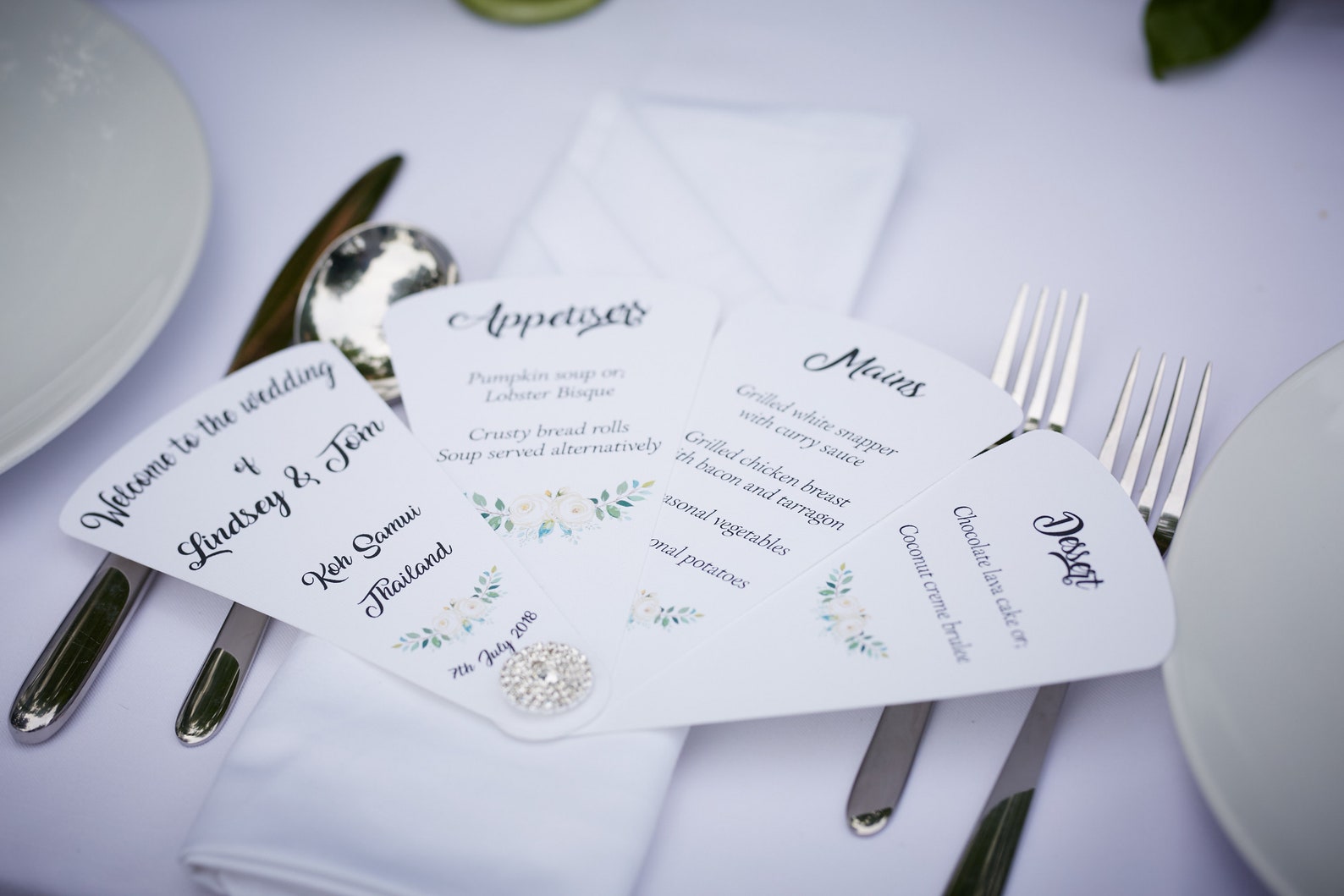 Wedding Menus Fan Fan Menu Customised Wedding Menu Unique | Etsy