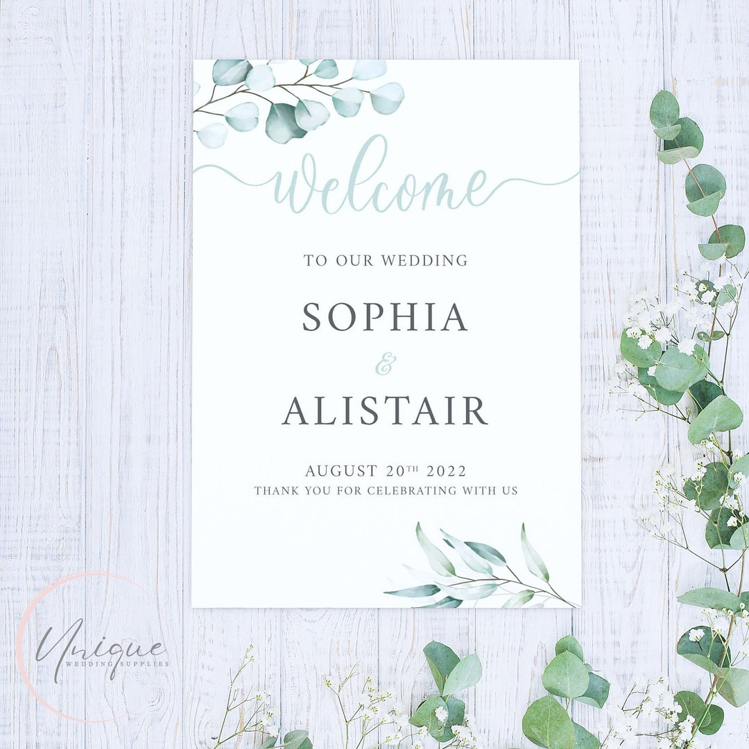 Eucalyptus Welcome Sign Sage Green A1 and A2 - Etsy