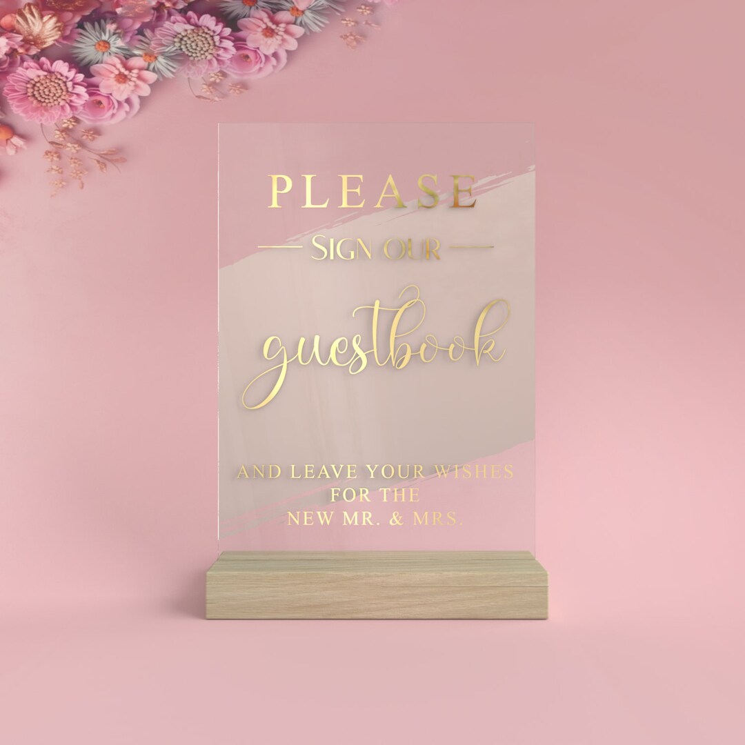 Acrylic Guest Book Sign With Stand, A5, Various Colours - Etsy