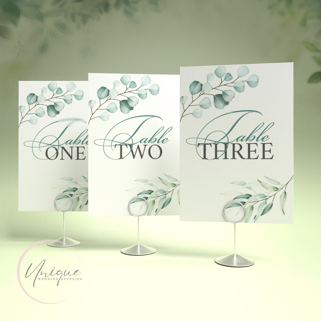 Table Numbers, Eucalyptus, Card or Foamboard - Etsy