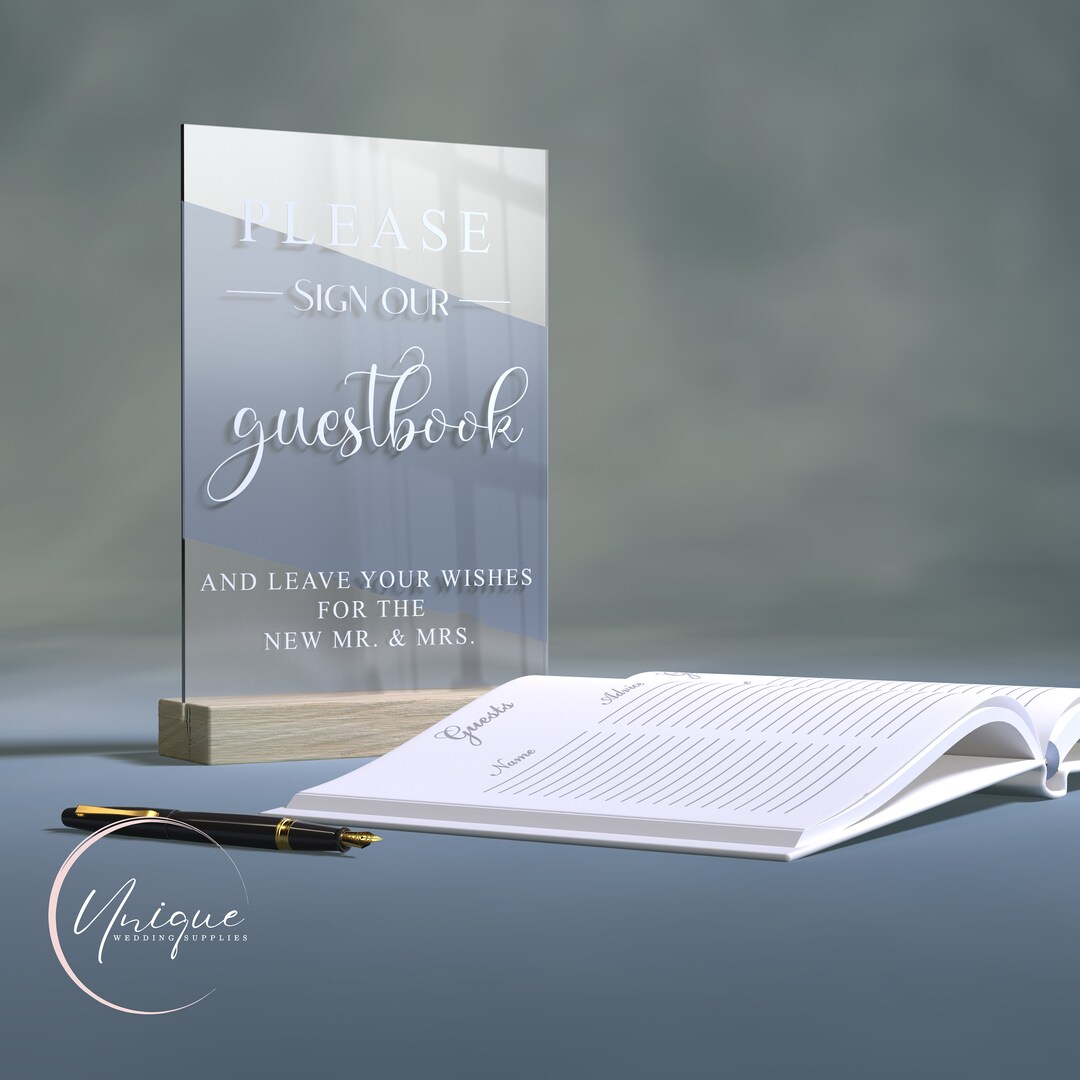Acrylic Guest Book Sign With Stand A5 Various Colours - Etsy