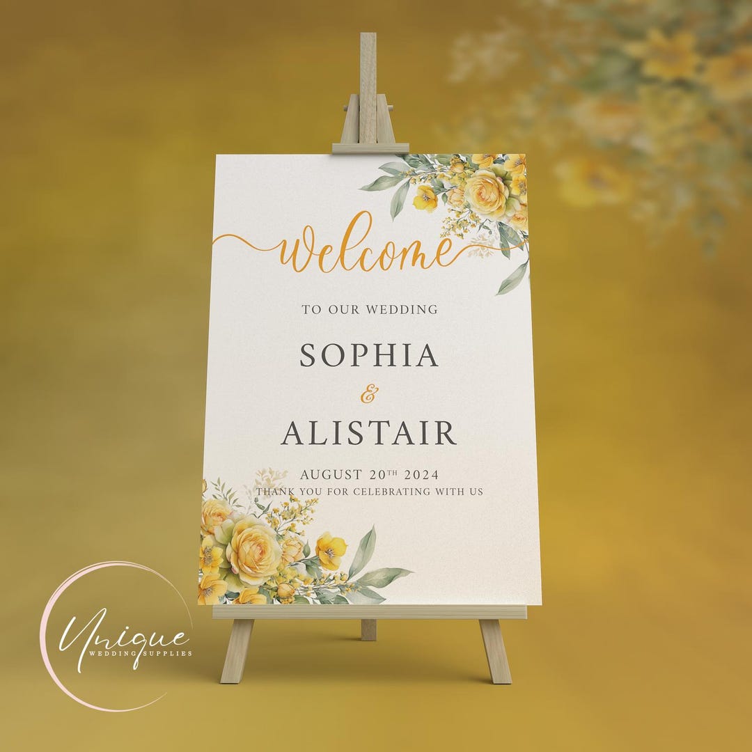 Welcome Sign Yellow Flower, A1, A2 and 1 Metre, - Etsy