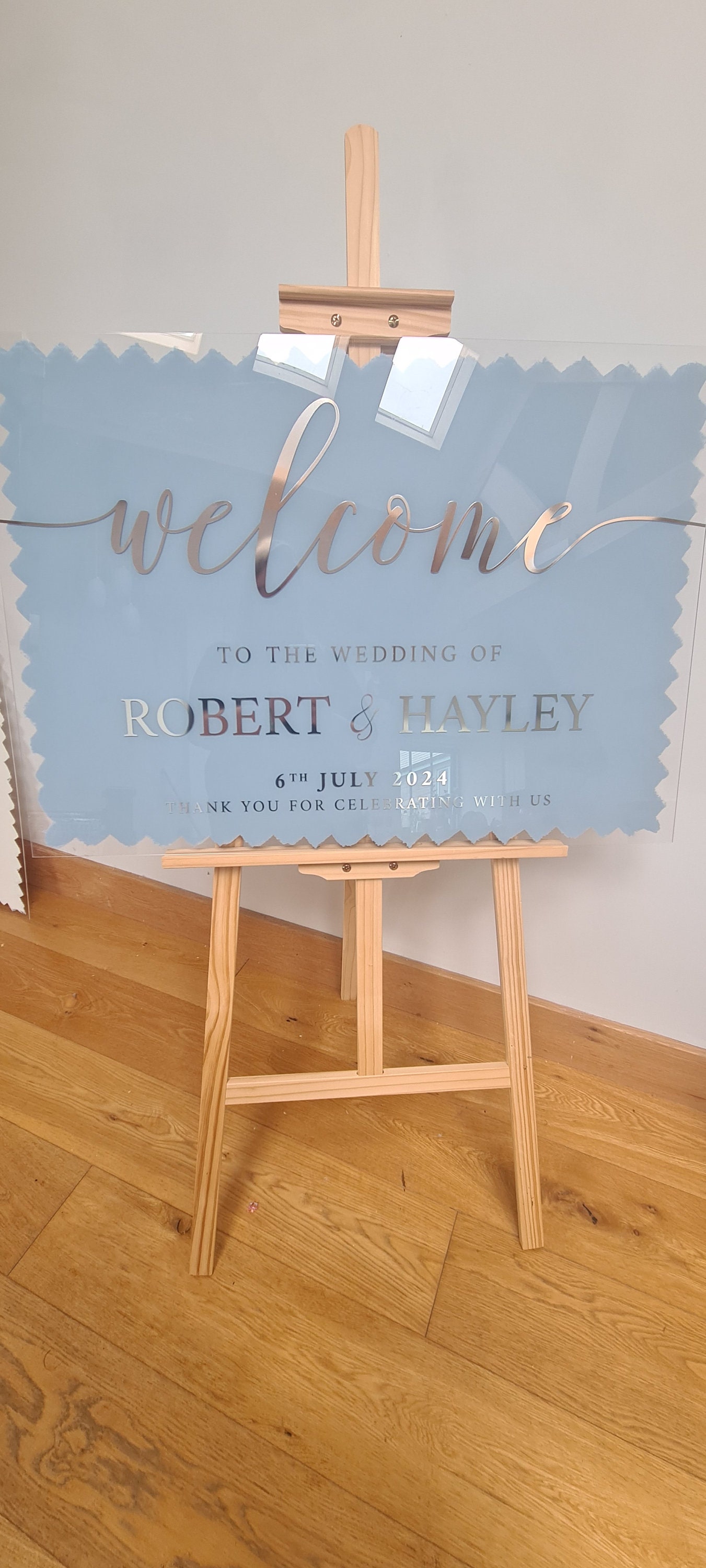 Acrylic Welcome Sign, Dusty Blue, Personalised, Wedding, A1 and A2, UV ...