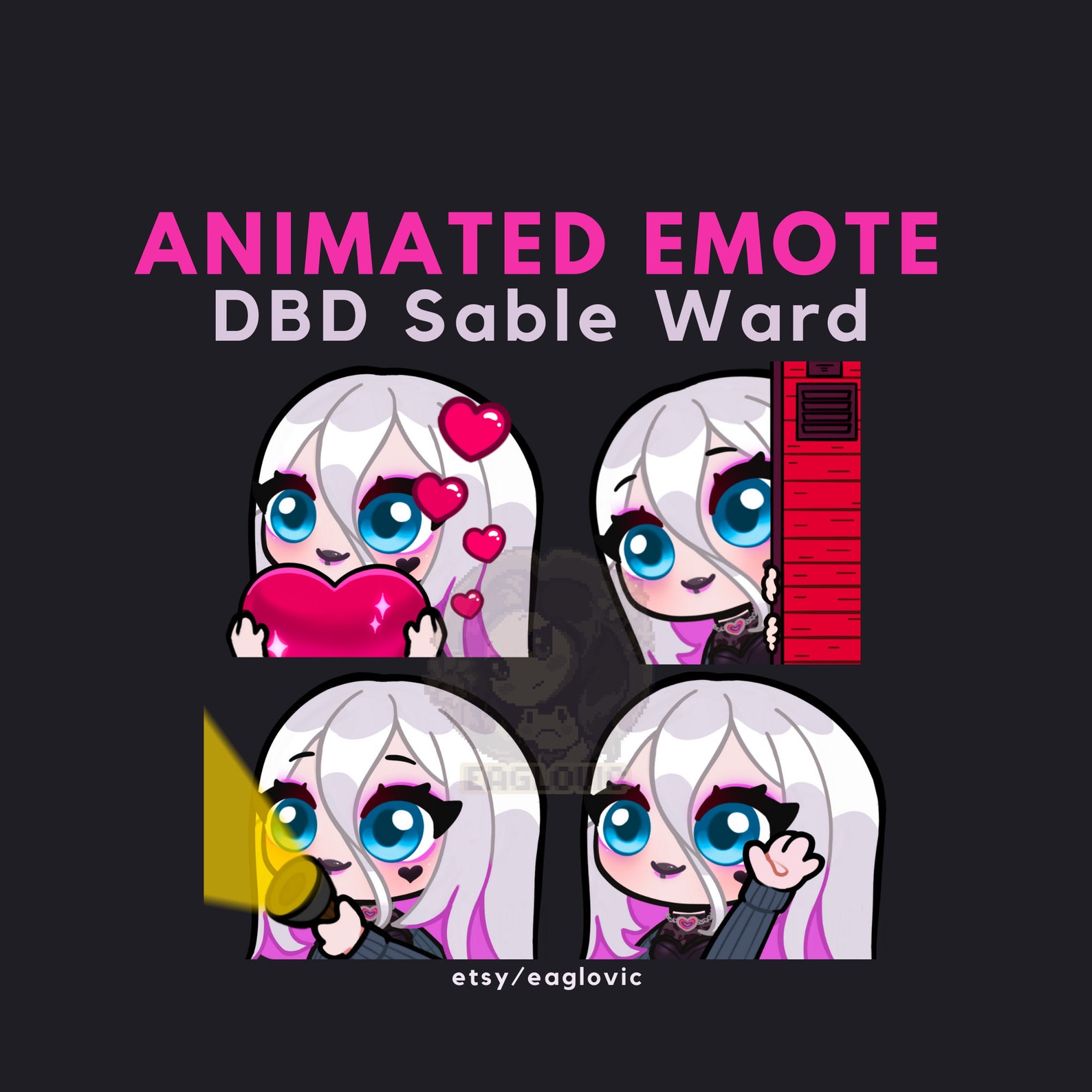 ANIMATED Sable Ward Emote Sable Ward Lurk Hi Flashlight Love Emote Dbd ...