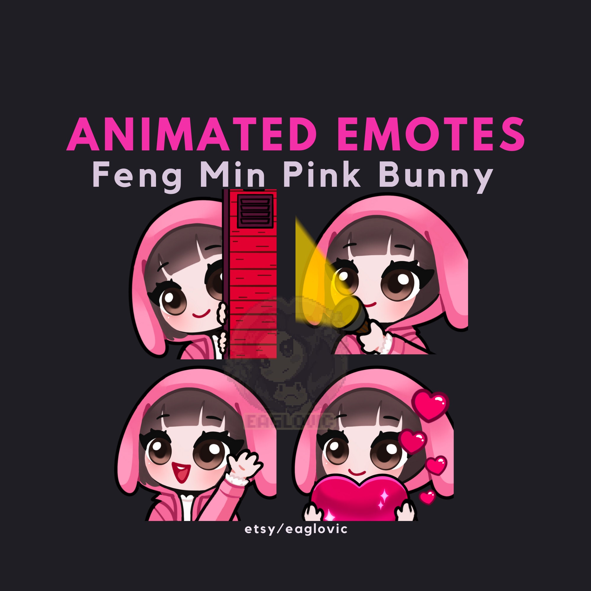Animated Feng Min Emotes: Pink Bunny - Twitch/discord (digital Download ...