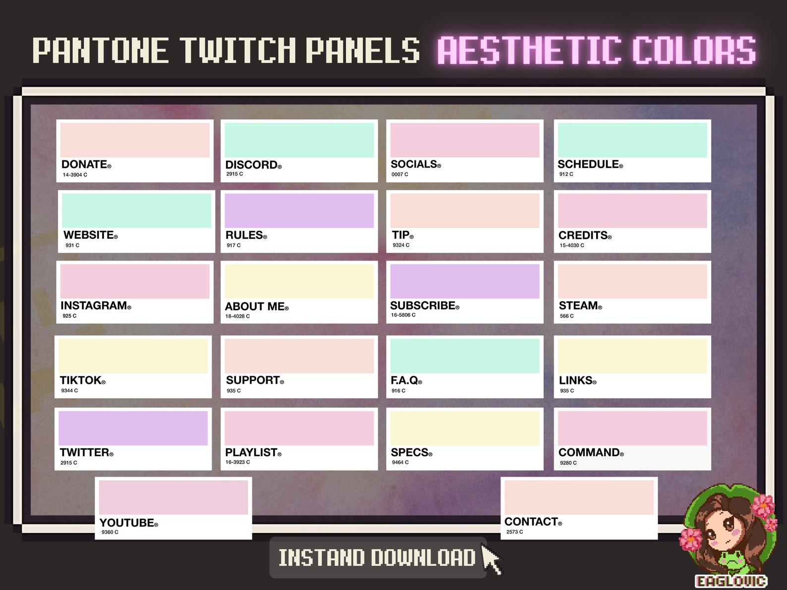 22x Pantone Aesthetic Twitch Panels Streamer Aesthetic - Etsy