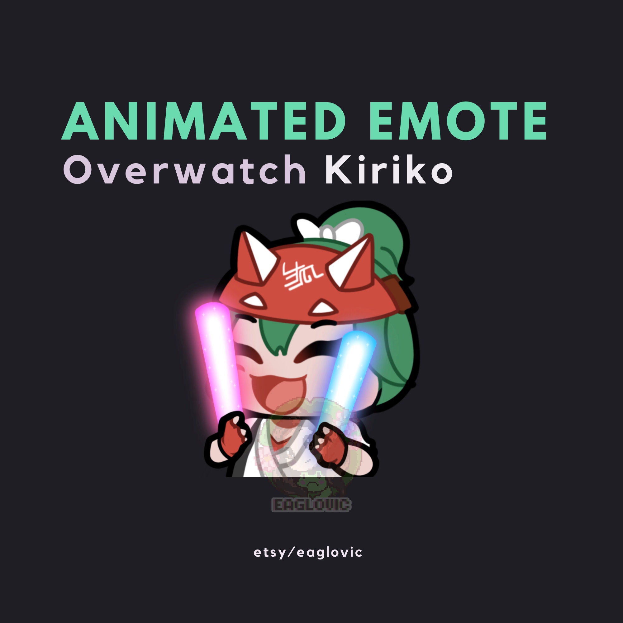 Animated Emote Overwatch Kiriko Glow Sticks Overwatch New Hero With Light Sticks Twitch