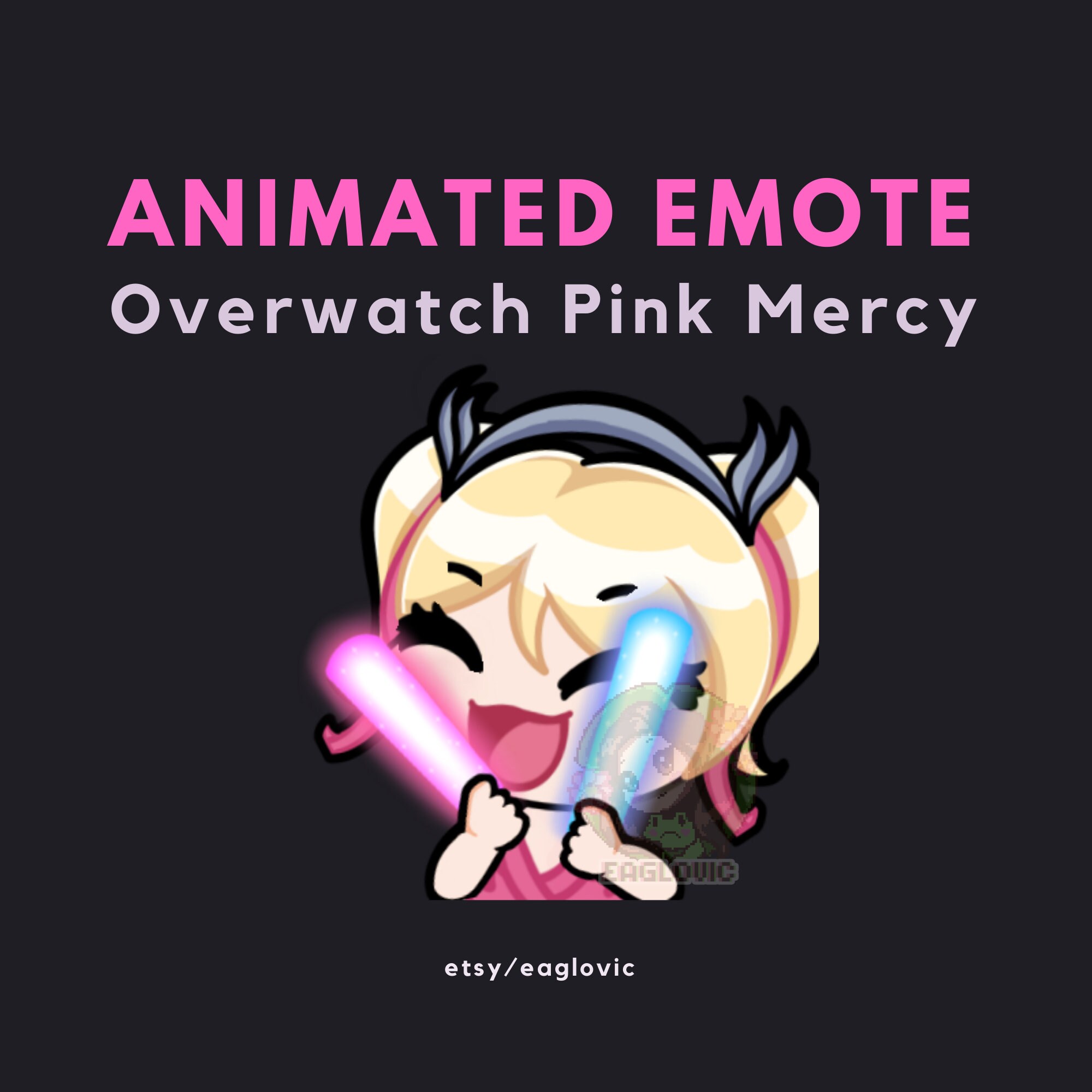 Animated Emote Overwatch Mercy Pink Skin , Glow Sticks , Overwatch Hero ...