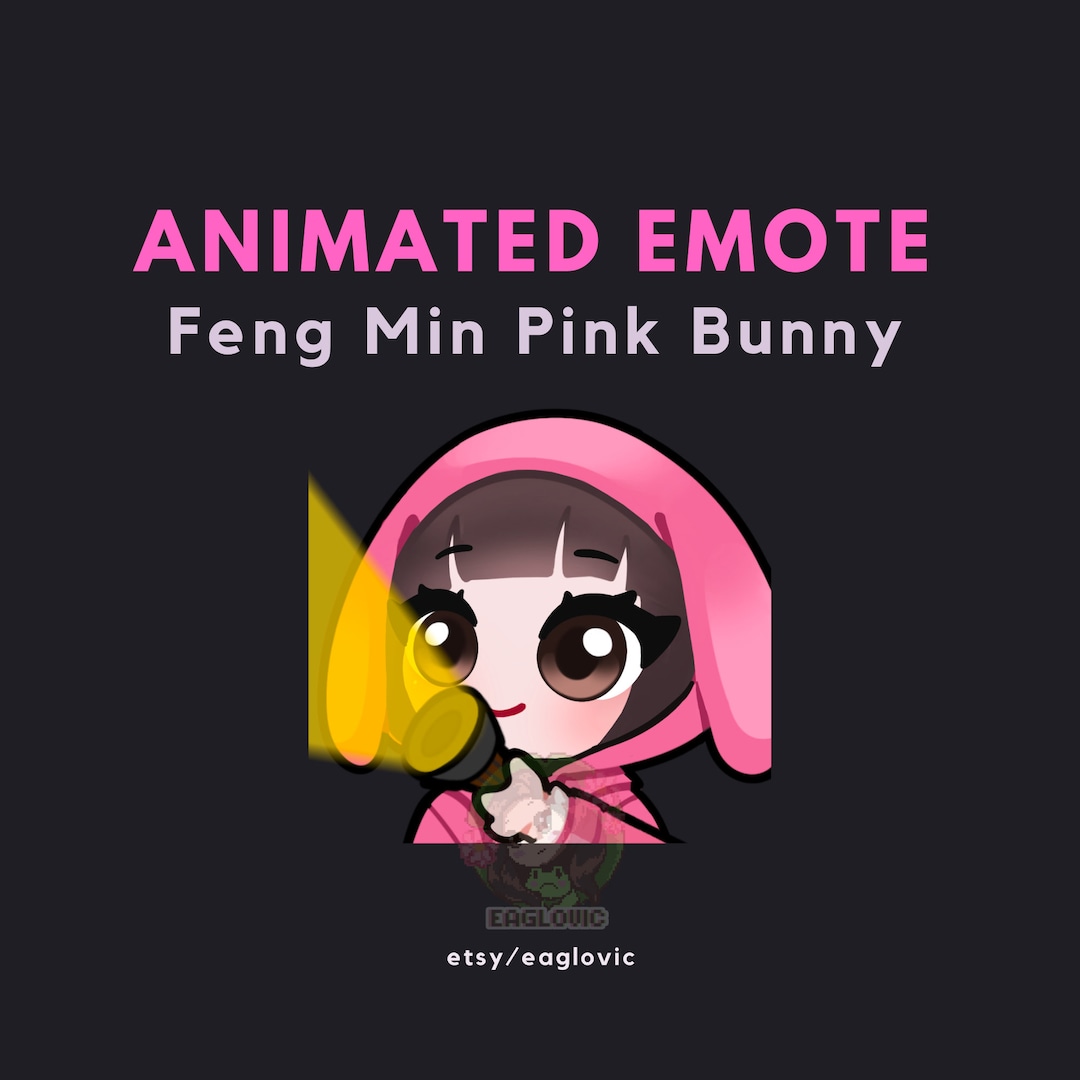 ANIMATED Streamer Feng Min Pink Bunny Emote | Feng Min Flashlight Emote ...