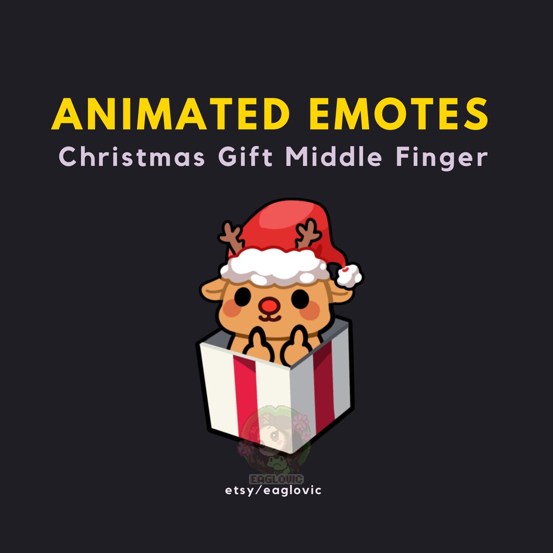 Animated Christmas Deer Middle Finger Emote: Twitch & Discord (digital ...