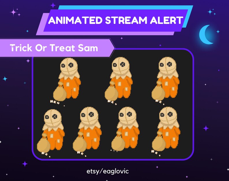 Animated Stream Alert Trick or Treat Sam | Animated Pixel Stream Alert ...