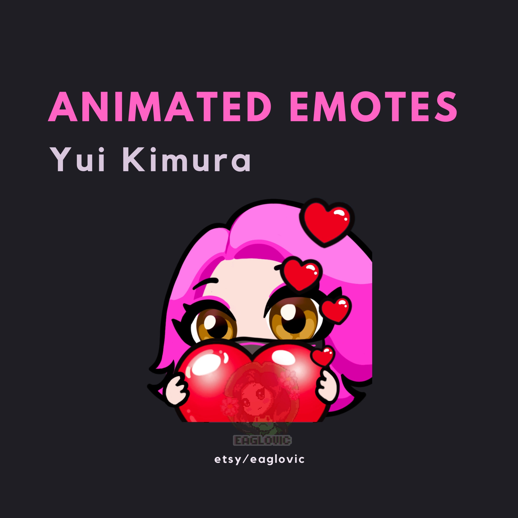 ANIMATED Yui Kimura Emote Yui Kimura Heart Emote, Love Emote Dbd Emote ...