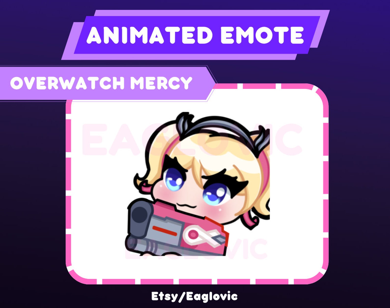 Animated Emote Overwatch Mercy Pink Skin Weapon Emote Gun - Etsy