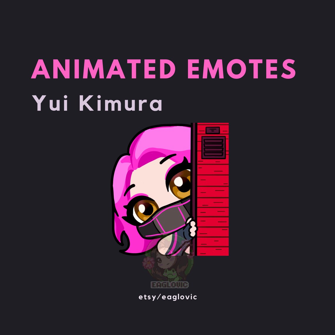 ANIMATED Yui Kimura Emote Yui Kimura Lurk Emote, Peek Locker Emote Dbd Emote Twitch, Discord ...