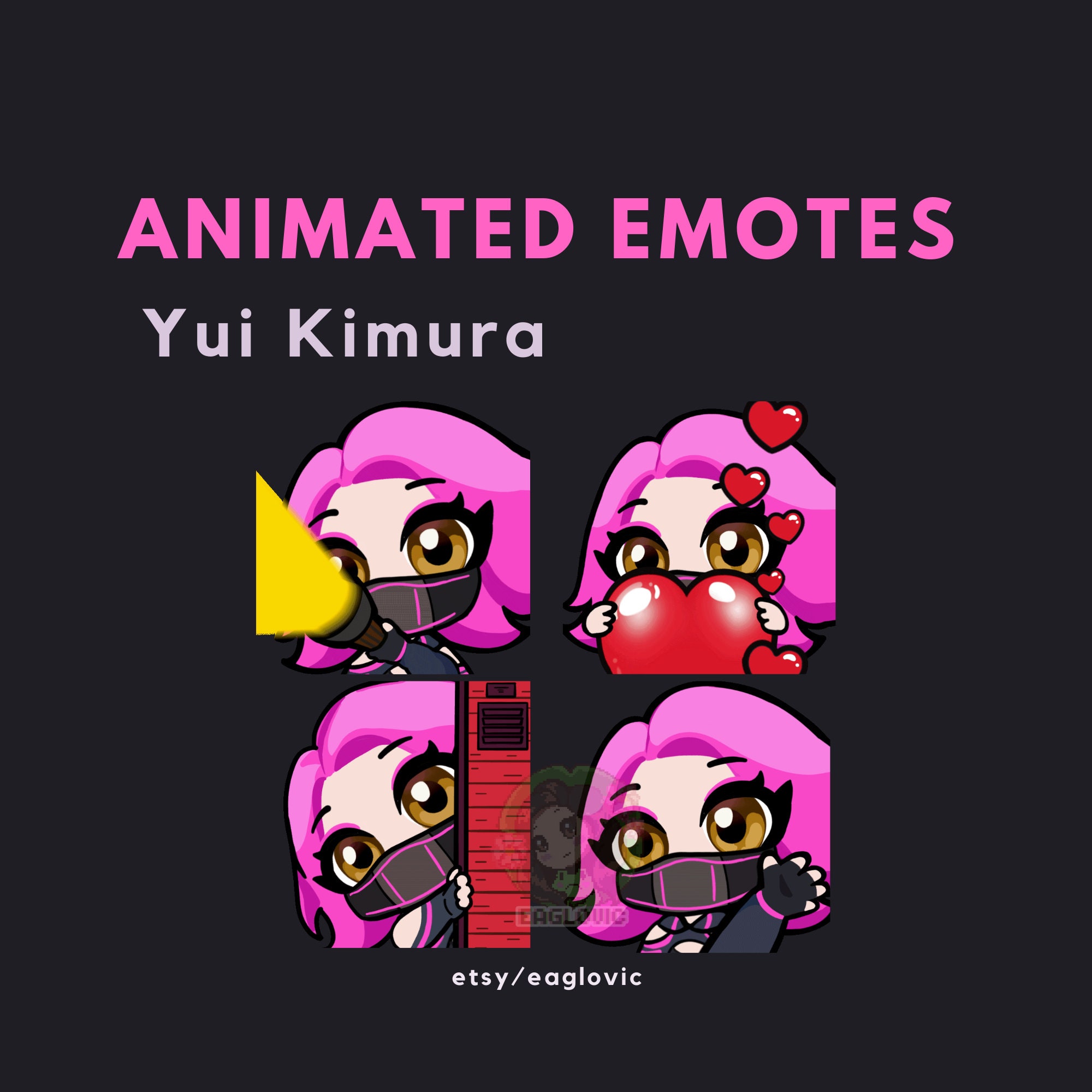 Animated Yui Kimura Emote Yui Kimura Lurk Hi Flashlight Love Emote Dbd Emote Twitch Discord