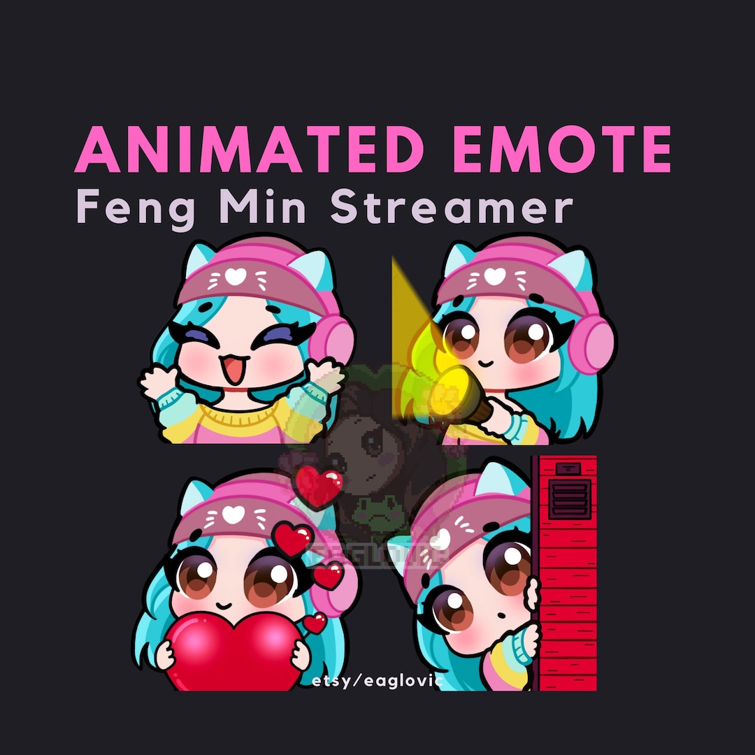 ANIMATED Streamer Feng Min Emote Feng Min Lurk Hi Flashlight Love Emote ...