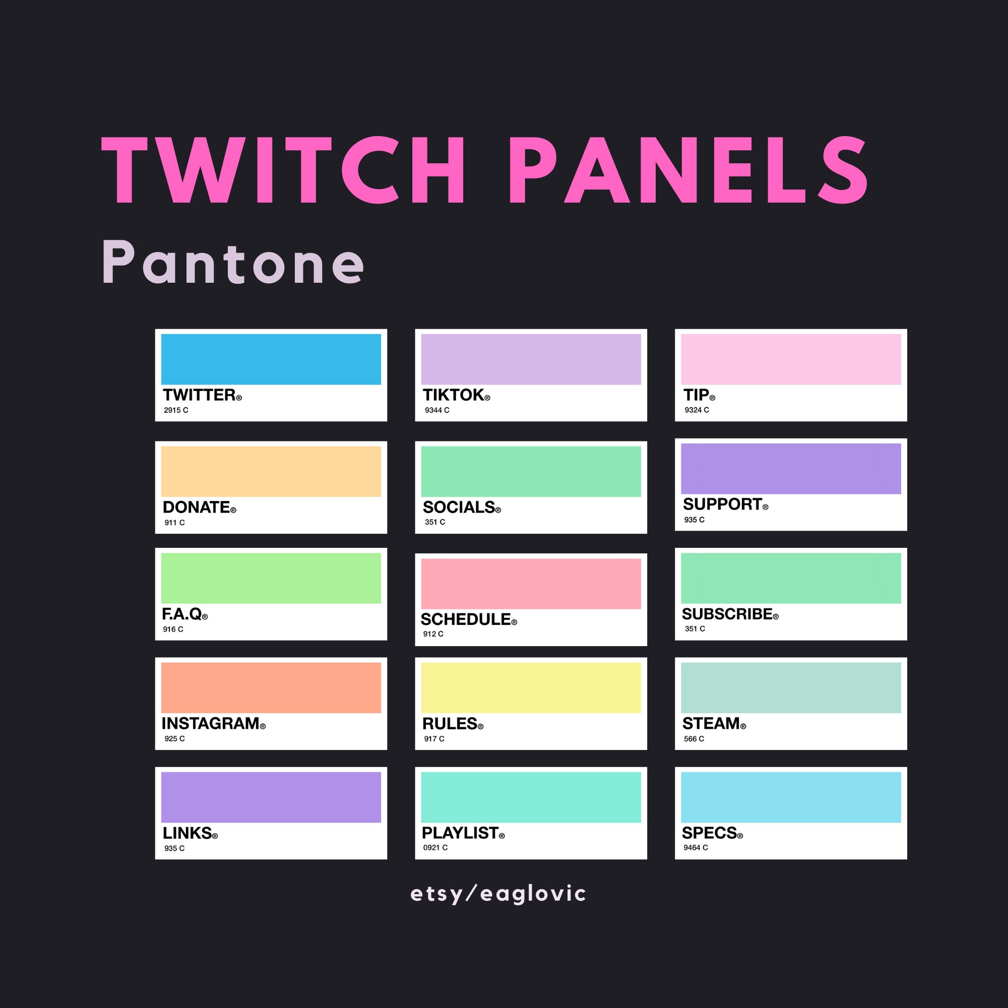 Pantone Colorful Twitch Panels , Streamer, Aesthetic, Twitch, Kawaii ...