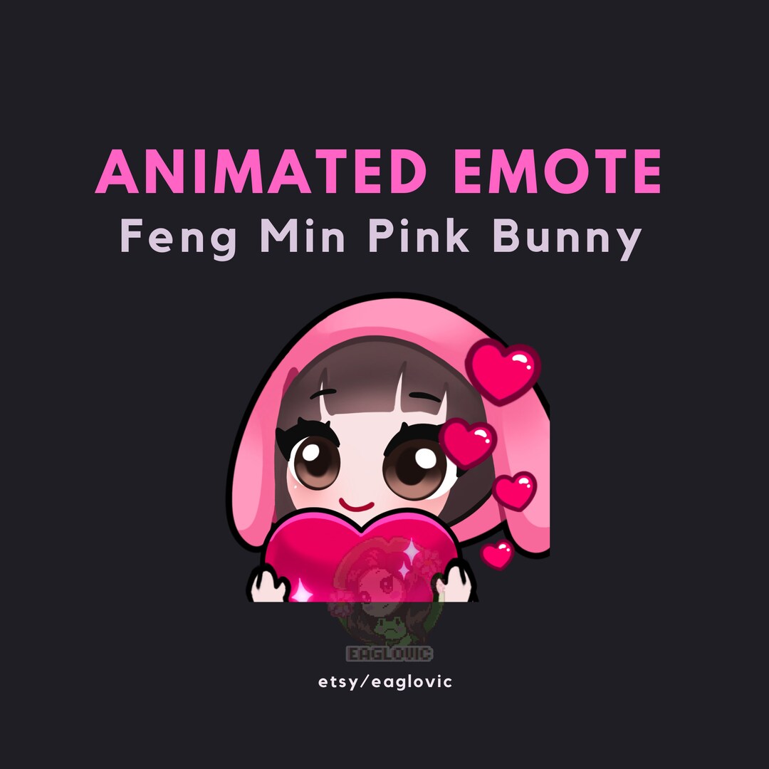 ANIMATED Streamer Feng Min Pink Bunny Emote Feng Min Heart , Love Emote ...