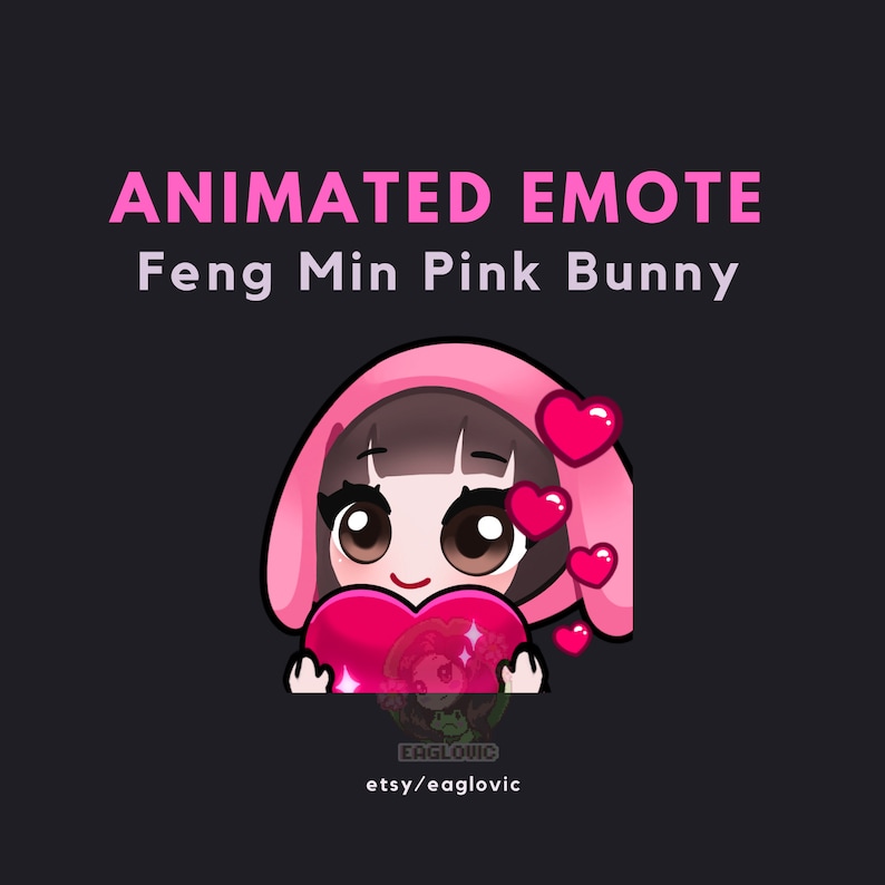 ANIMATED Streamer Feng Min Pink Bunny Emote Feng Min Heart , Love Emote ...