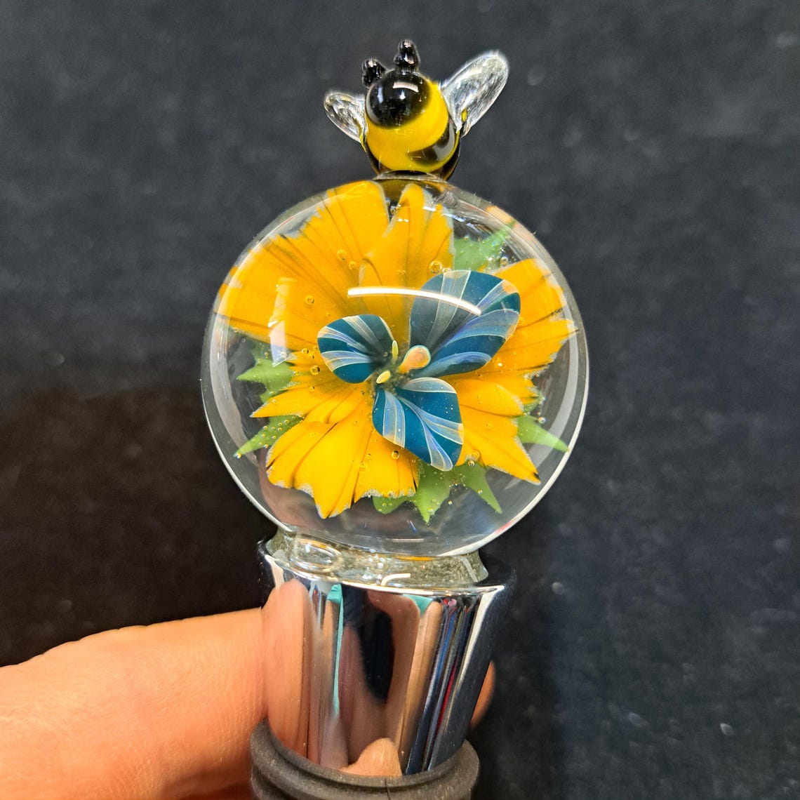 Flower Glass Art Wine Stopper 2 - Etsy