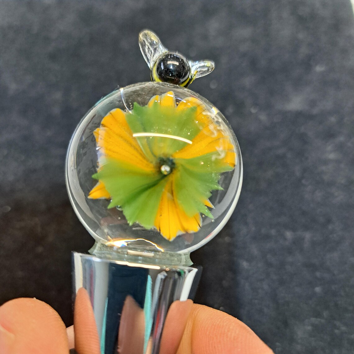 Flower Glass Art Wine Stopper 2 - Etsy