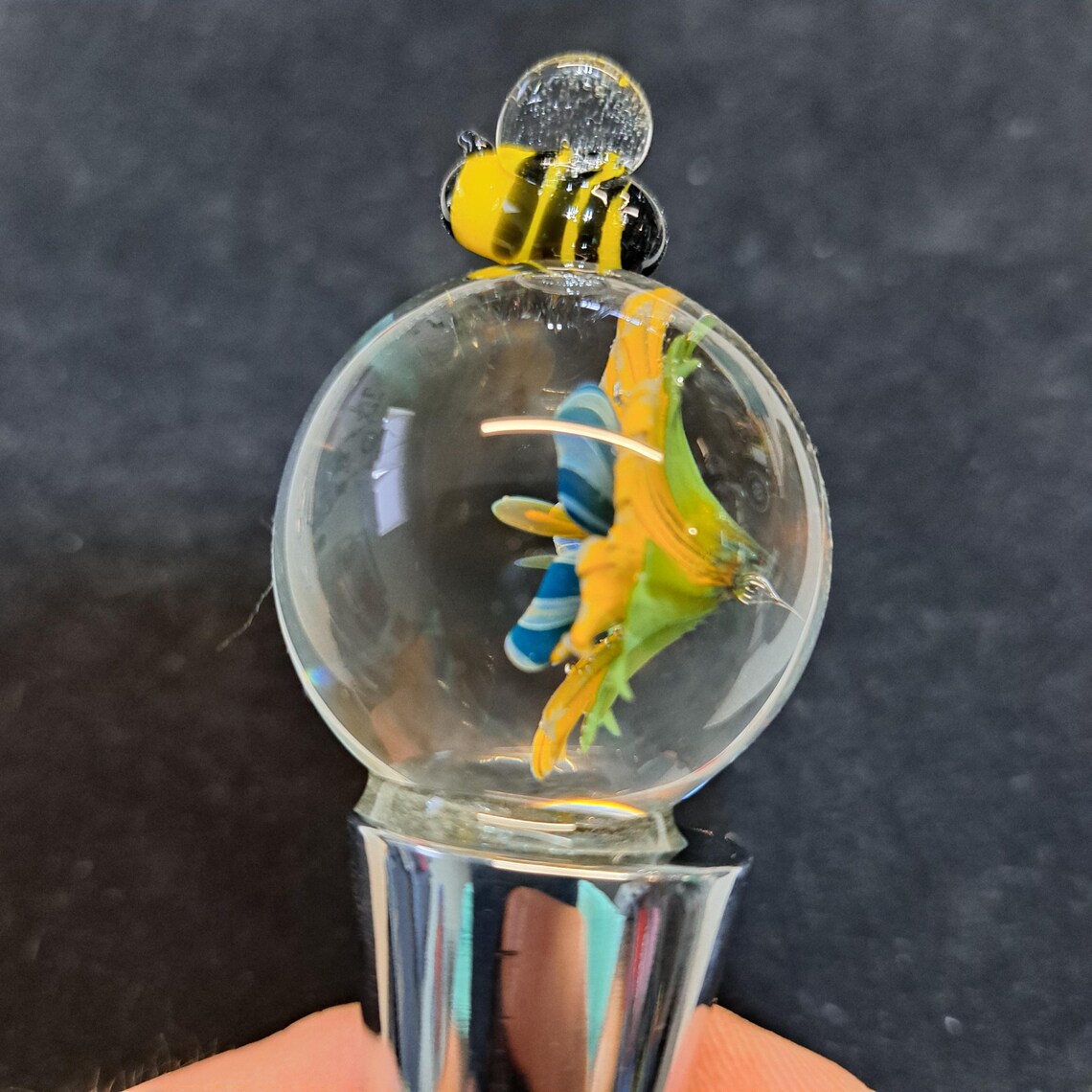 Flower Glass Art Wine Stopper 2 - Etsy