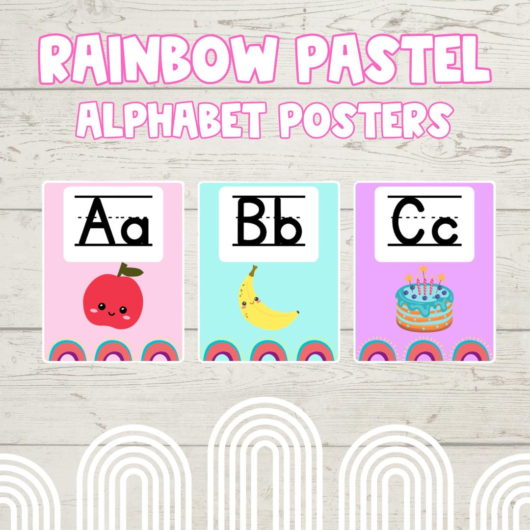 Rainbow Pastel Classroom Alphabet Posters - Etsy