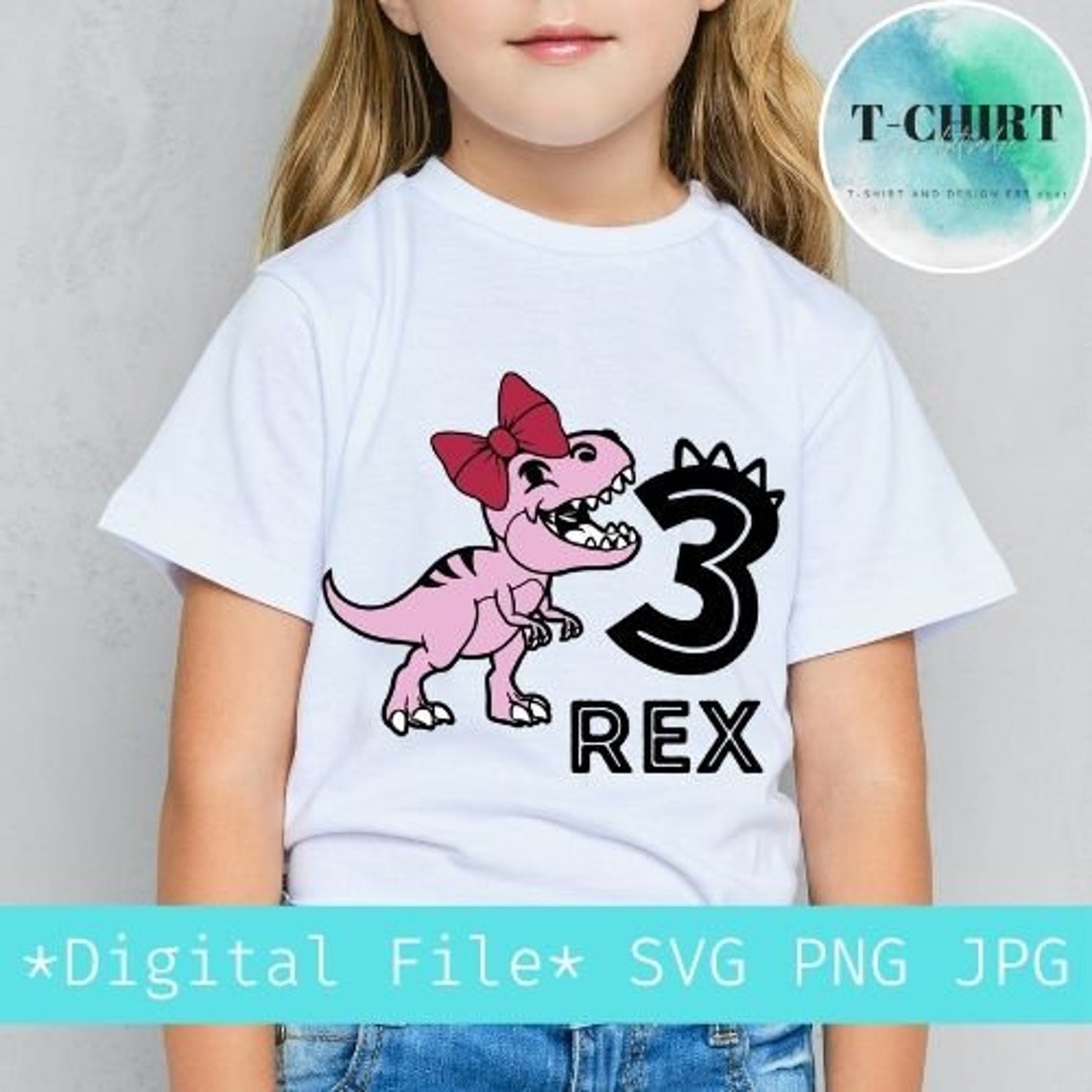 T Rex Birthday Girl Svg, Dinosaur 3rd Birthday Svg, Three Rex Dinosaur ...