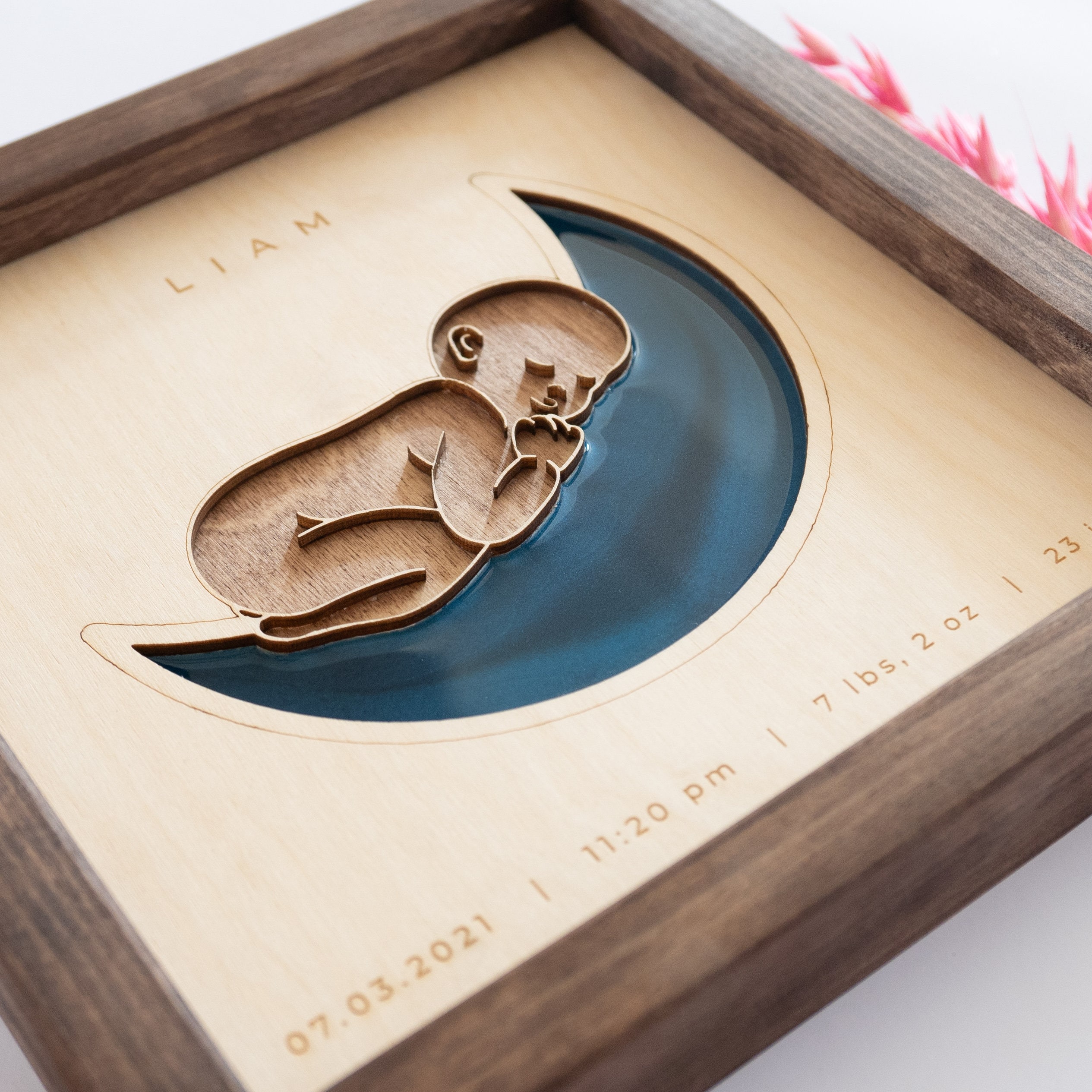 Newborn Gift Gift for Baby Girl Wood and Epoxy Resin - Etsy UK