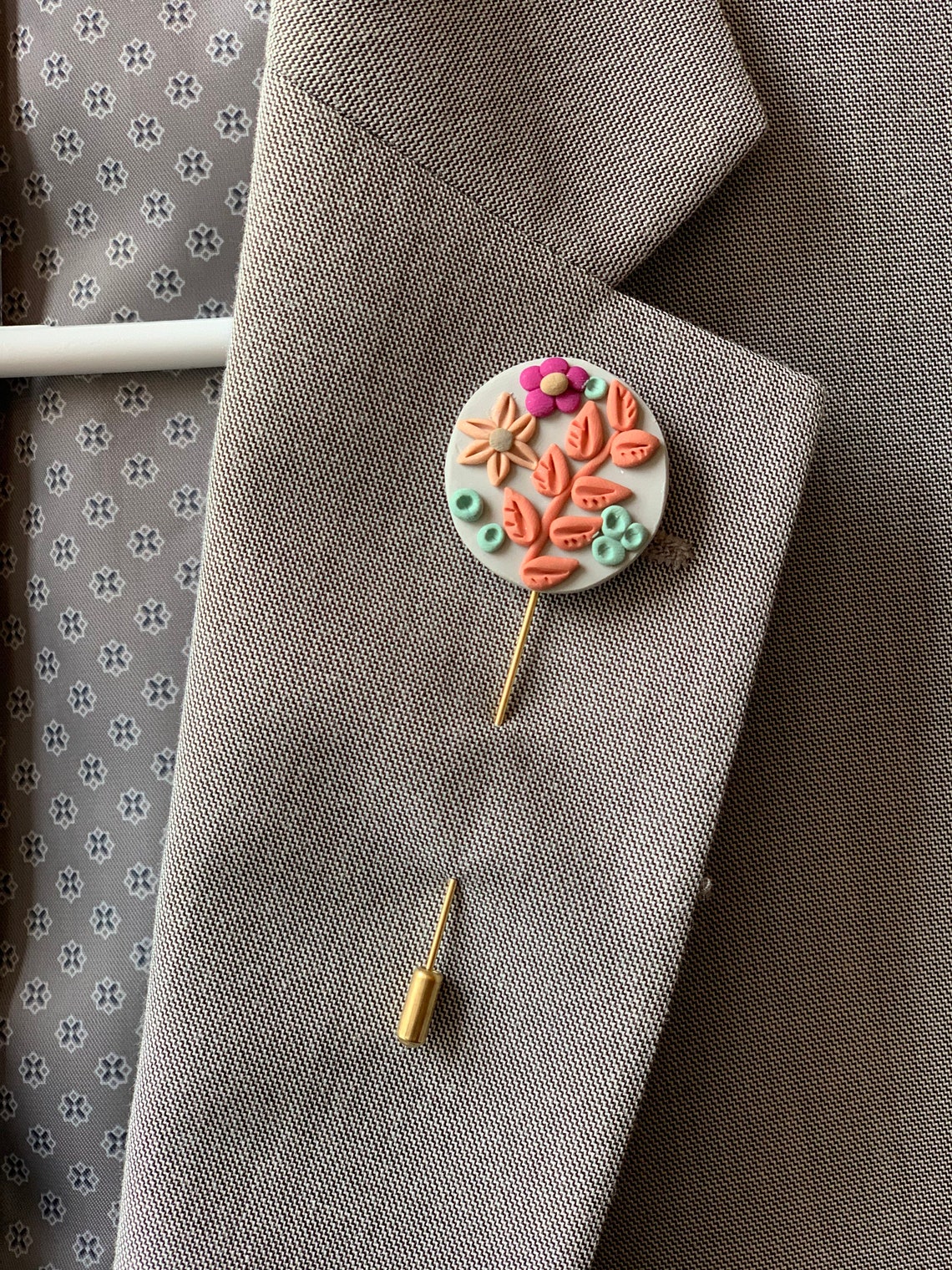 Spring Flowers Mens Polymer Clay Lapel Pin - Etsy