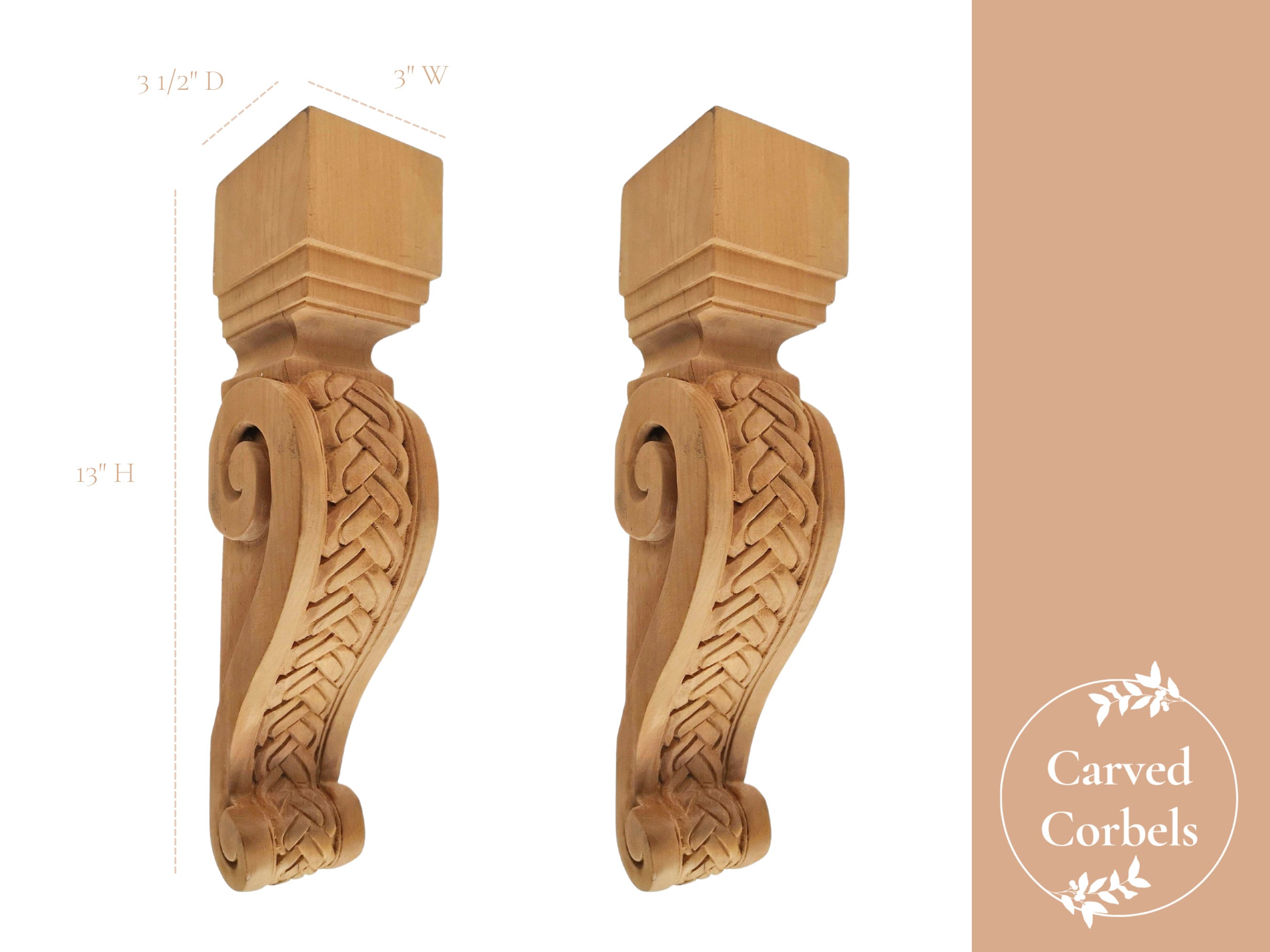 Pair of Braided Twist Wood Carved Handcrafted Decorative Corbels (2) - Etsy