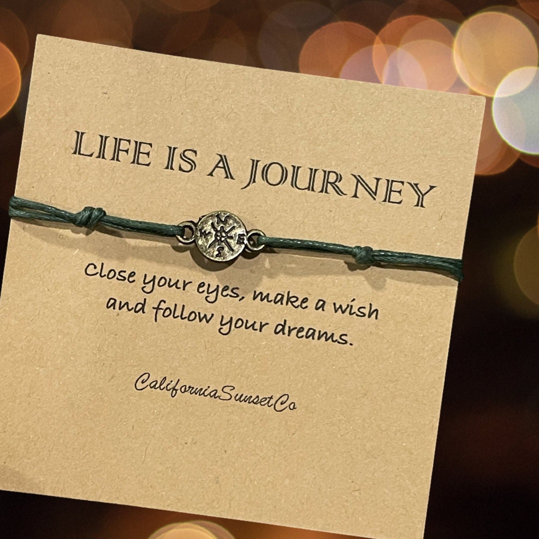 Life is a Journey, Compass Bracelet, Good Luck Bracelet, Compass Charm ...
