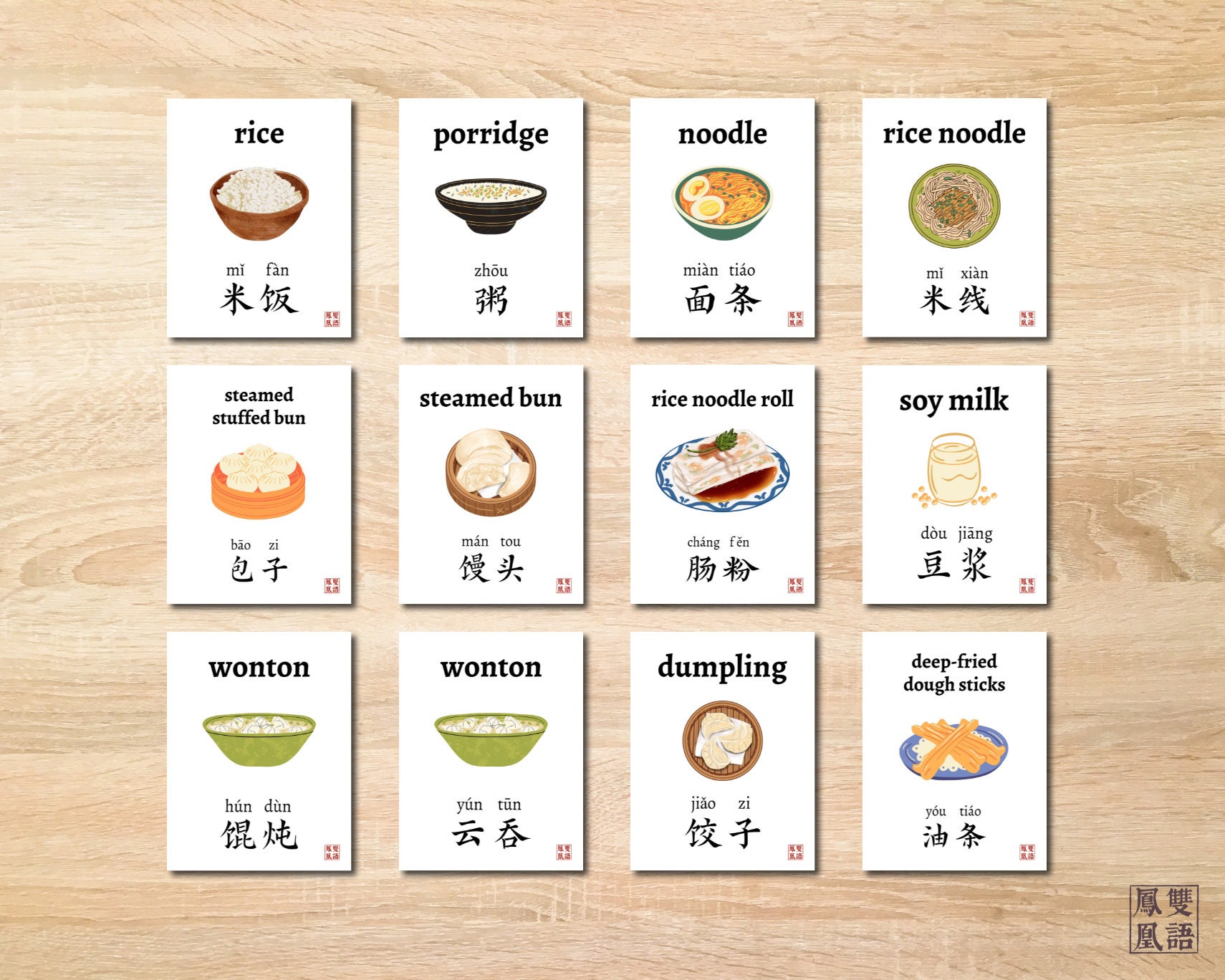 Bilingual Chinese Food Flashcards, Simplified Mandarin Food of China ...