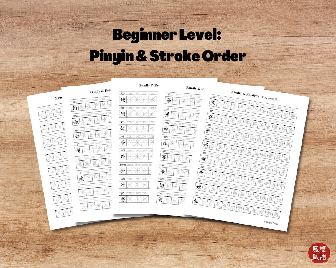 My Family and Relatives Chinese Writing Worksheets, Bilingual ...