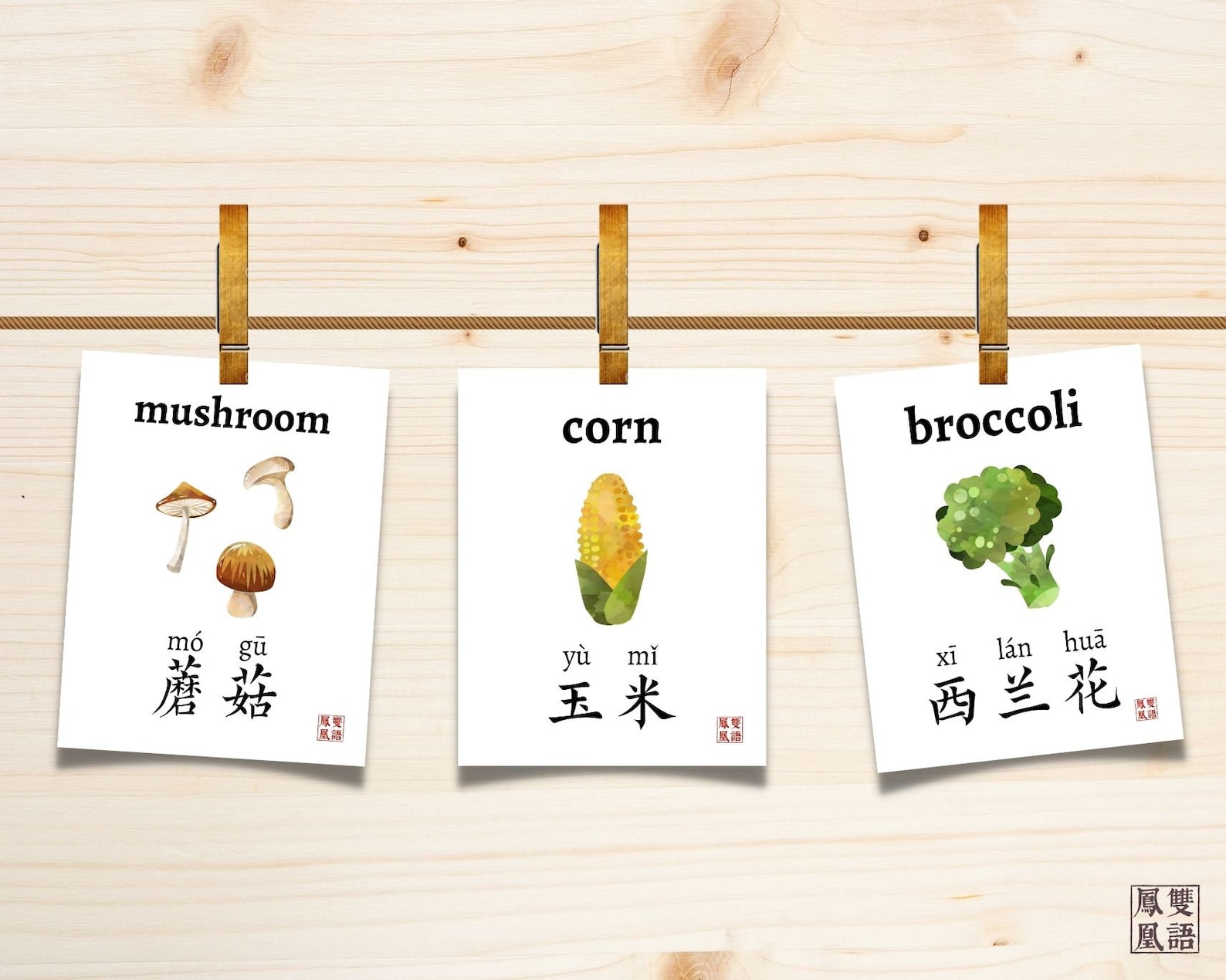 Vegetable Food Chinese Flashcards Kids Veggie Bilingual Cards ...
