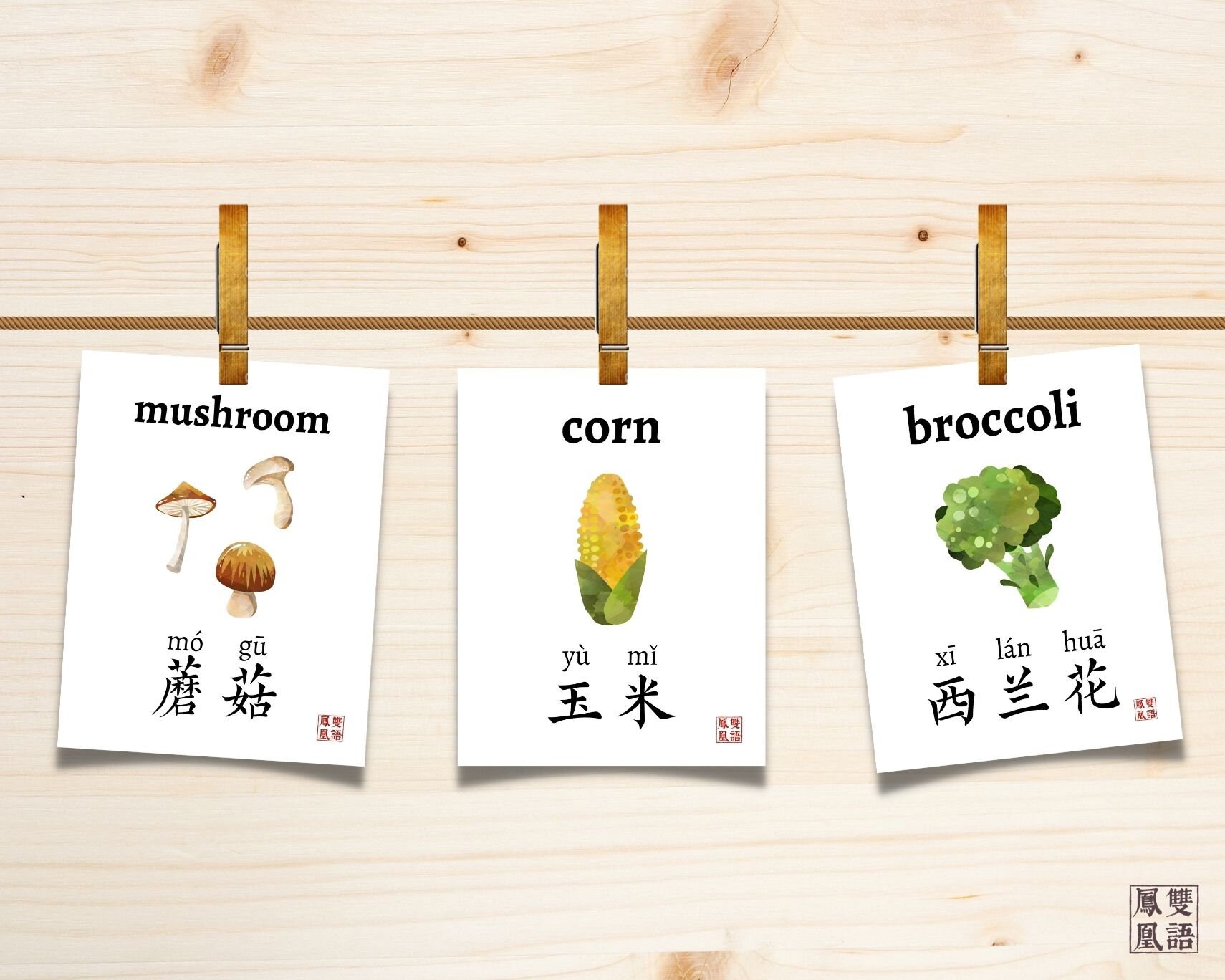 Vegetable Food Chinese Flashcards Kids Veggie Bilingual Cards ...