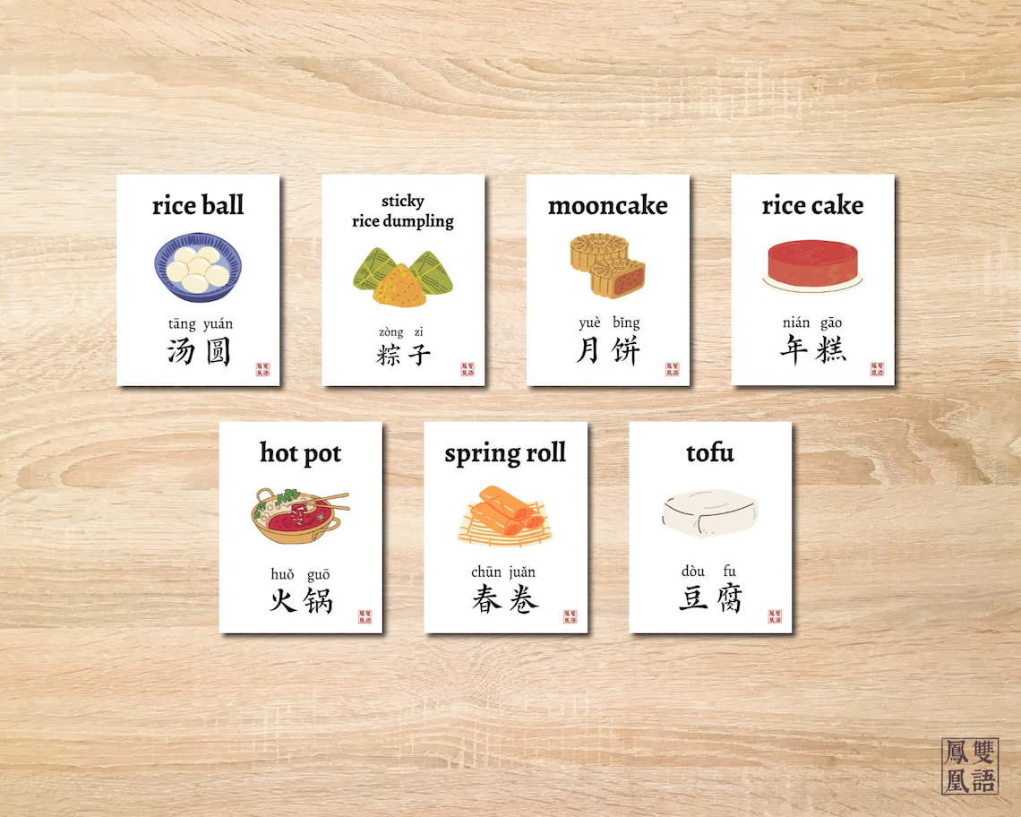Bilingual Chinese Food Flashcards, Simplified Mandarin Food of China ...