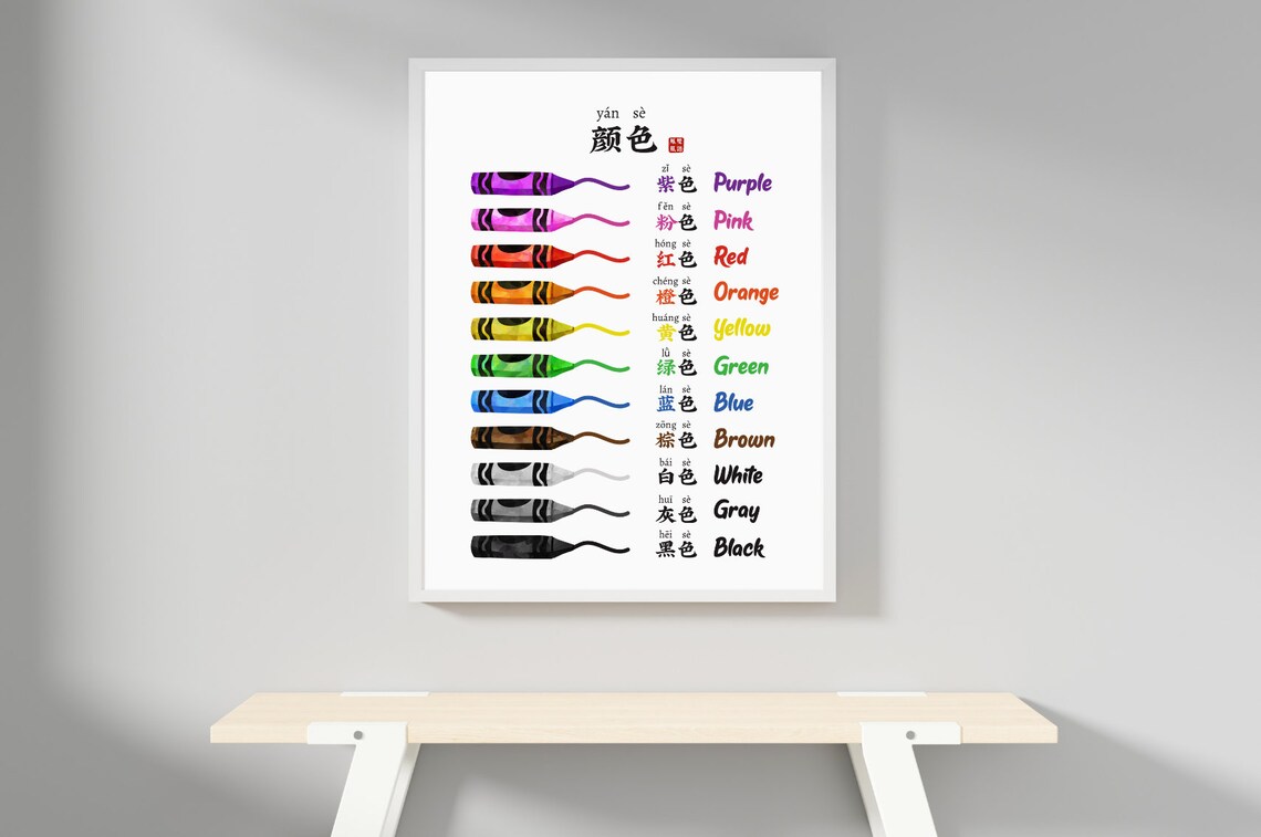 Color Poster Bilingual Simplified Chinese Pinyin Mandarin Homeschool ...
