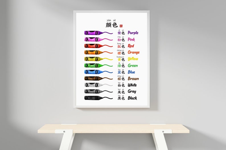 Color Poster Bilingual Simplified Chinese Pinyin Mandarin Homeschool ...