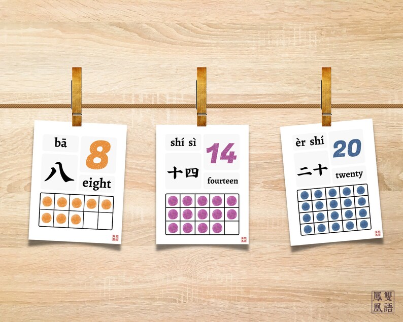 Chinese Number Flashcards 1-20 With Audio (digital Download), Bilingual ...