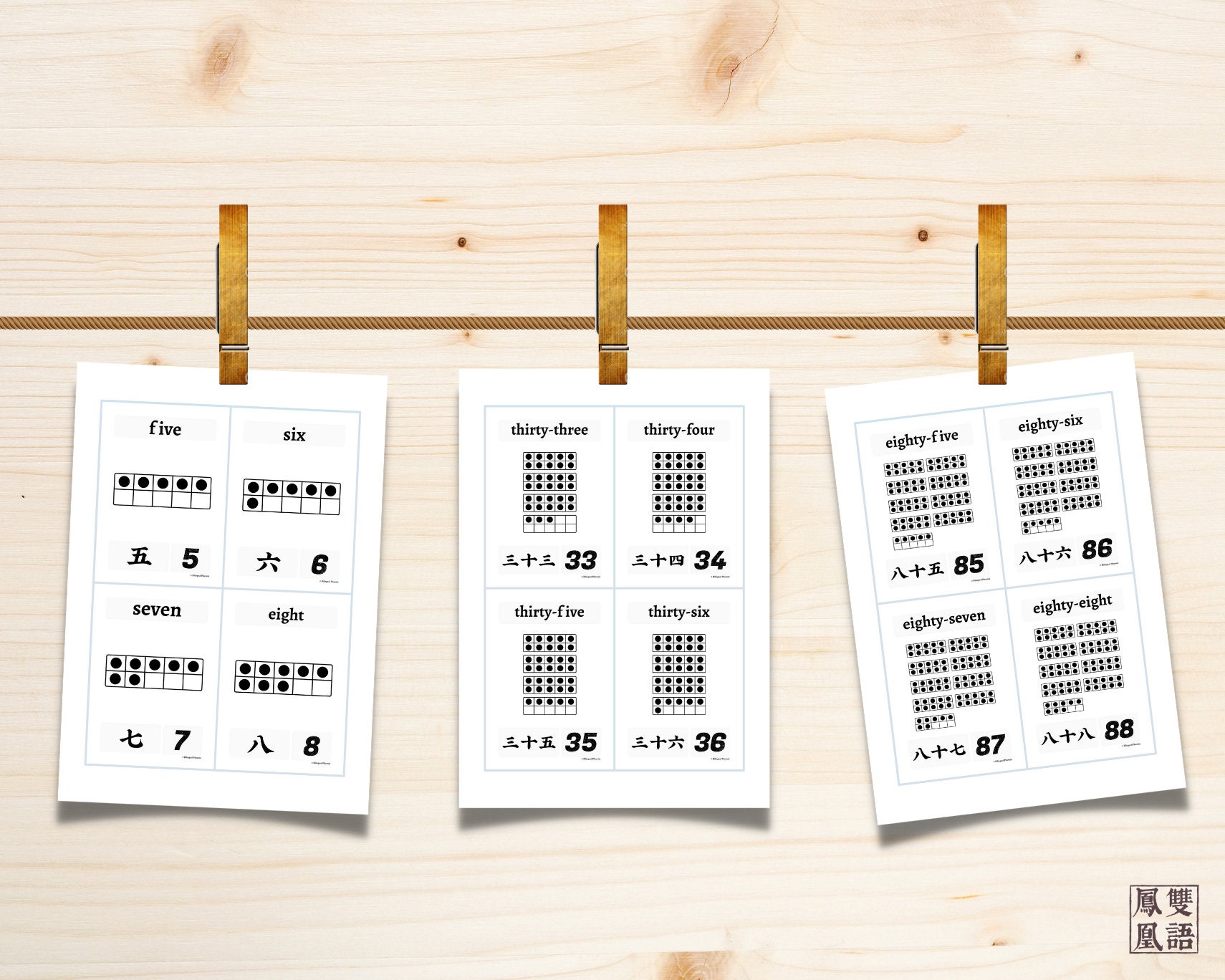 Bilingual Chinese Number 1-100 Black and White Flashcards, Mandarin ...