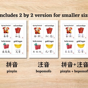 Lunar New Year Traditional Chinese Flashcards, Bilingual Mandarin ...
