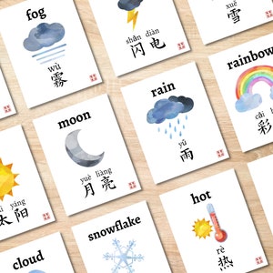 Weather Flashcards Bilingual Simplified Chinese Pinyin - Etsy UK
