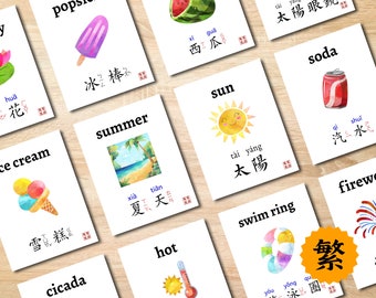 Simplified Chinese Spring Flashcards, Bilingual Mandarin Seasons Cards ...