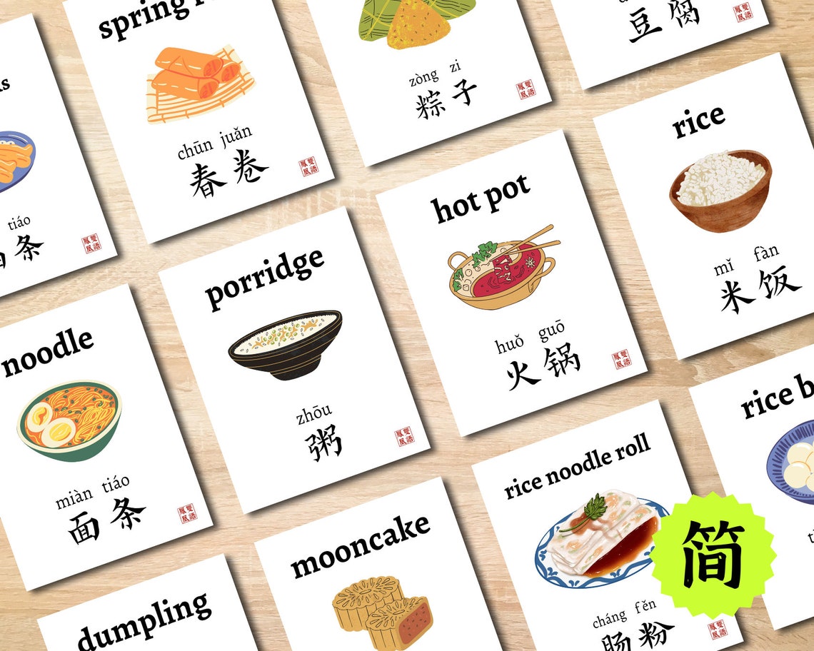 Chinese Food Flashcards, Bilingual Mandarin Food of China Flash Cards ...