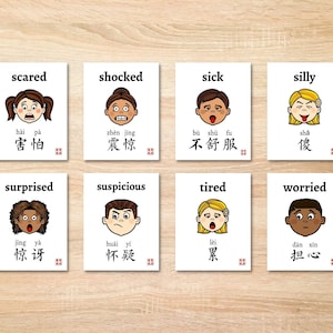 Emotions Feelings Flashcards Chinese Feelings Cards Kids Expressions ...